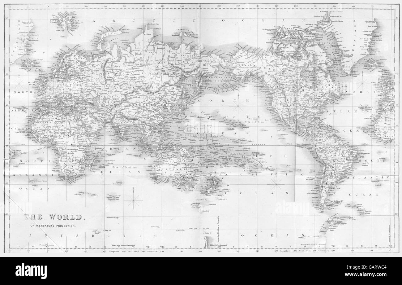 Black And White World Map Mercator