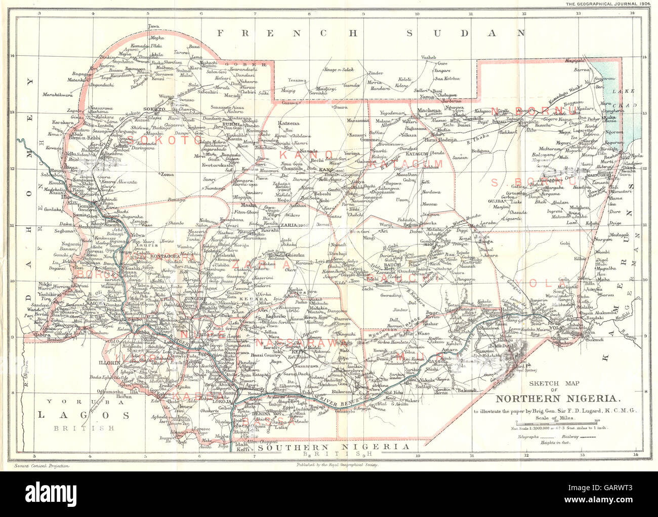 NIGERIA: Sketch map of Northern Nigeria, 1904 Stock Photo - Alamy