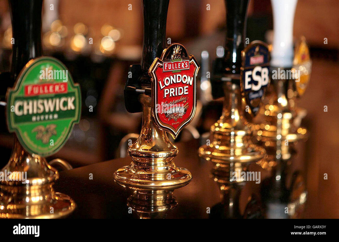 A general view of beer taps inside The Counting House pub in the City ...