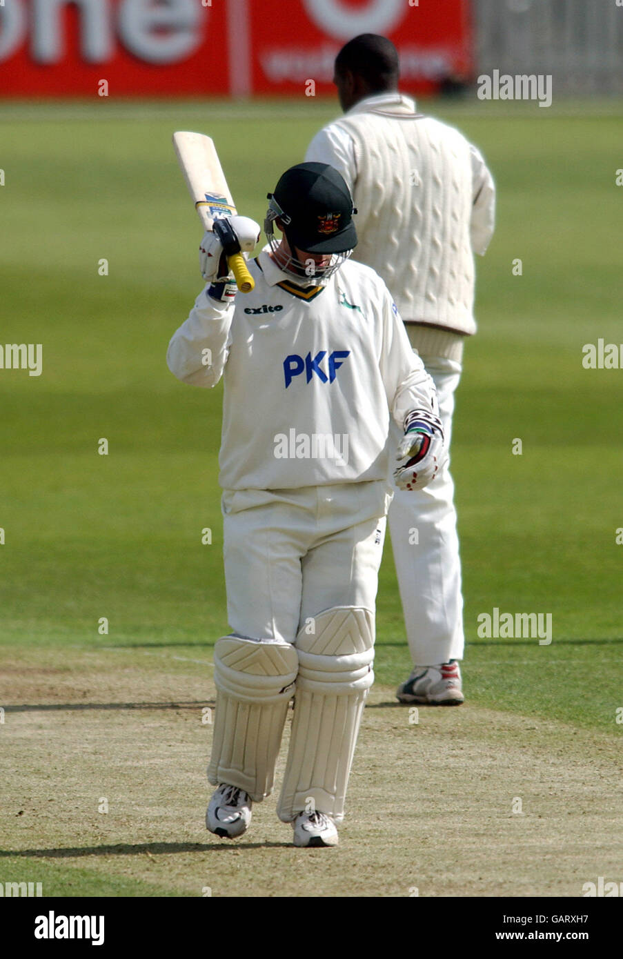 Nottinghamshire's Jason Gallian celebrates reaching his century Stock ...