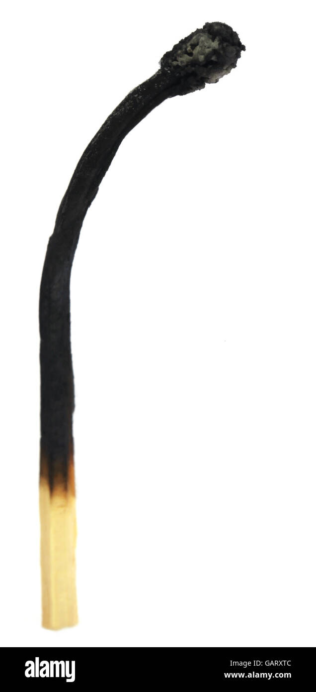 Burnt matchstick over white background Stock Photo - Alamy