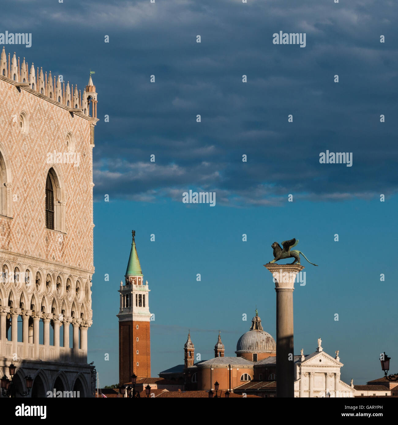Doge's Palace, San Giorgio Maggiore Bell Tower and Winged Lion Column ...