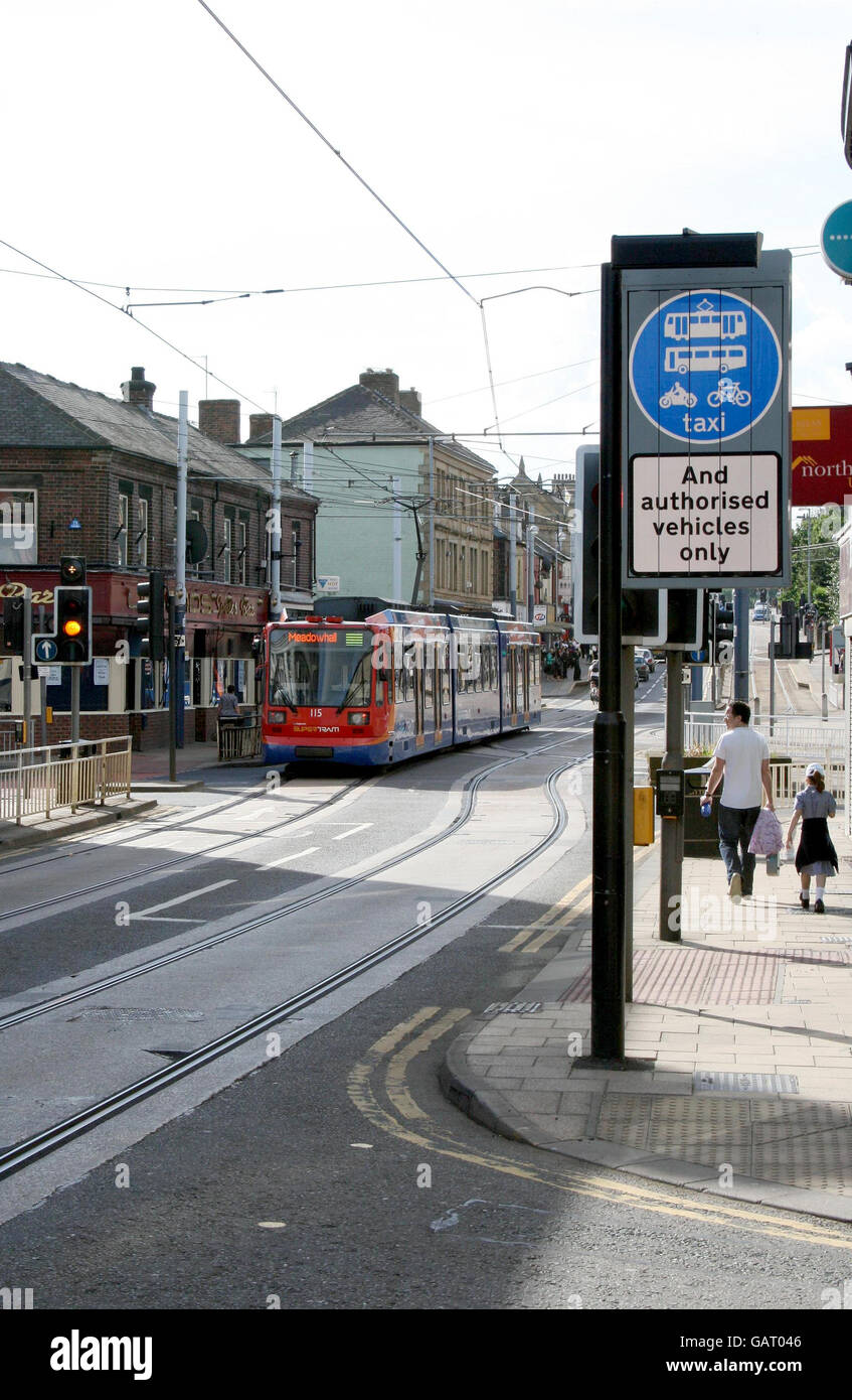 General view of the bus and "tram gate" at Hillsborough Corner, in ...