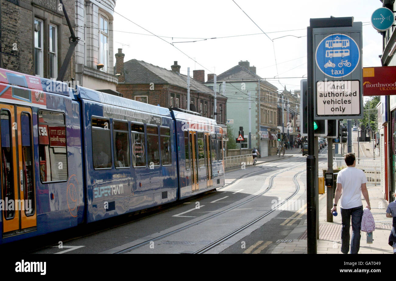 General view of the bus and "tram gate" at Hillsborough Corner, in ...