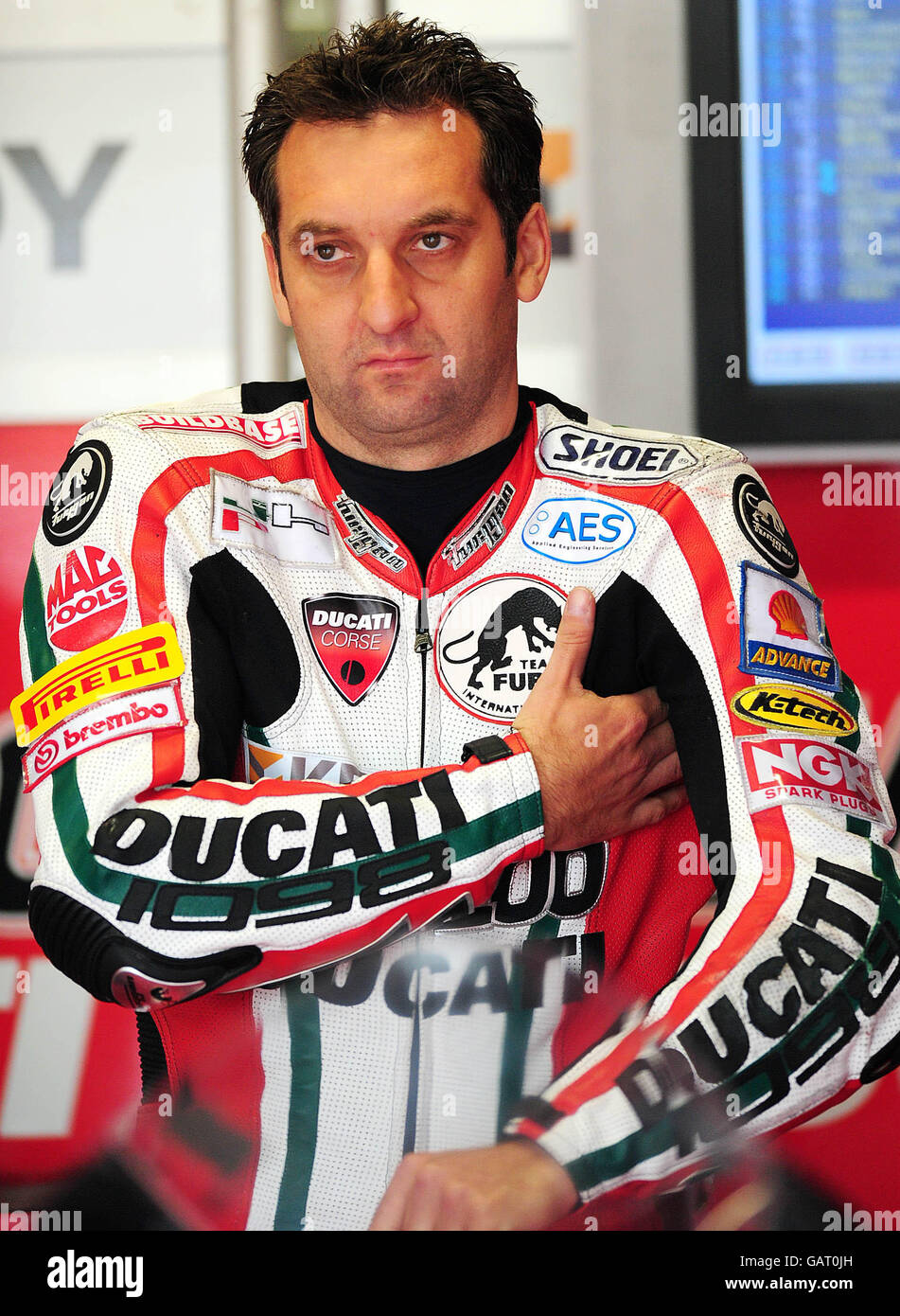 Ducati's Michael Rutter during free practice at the Bennetts British ...