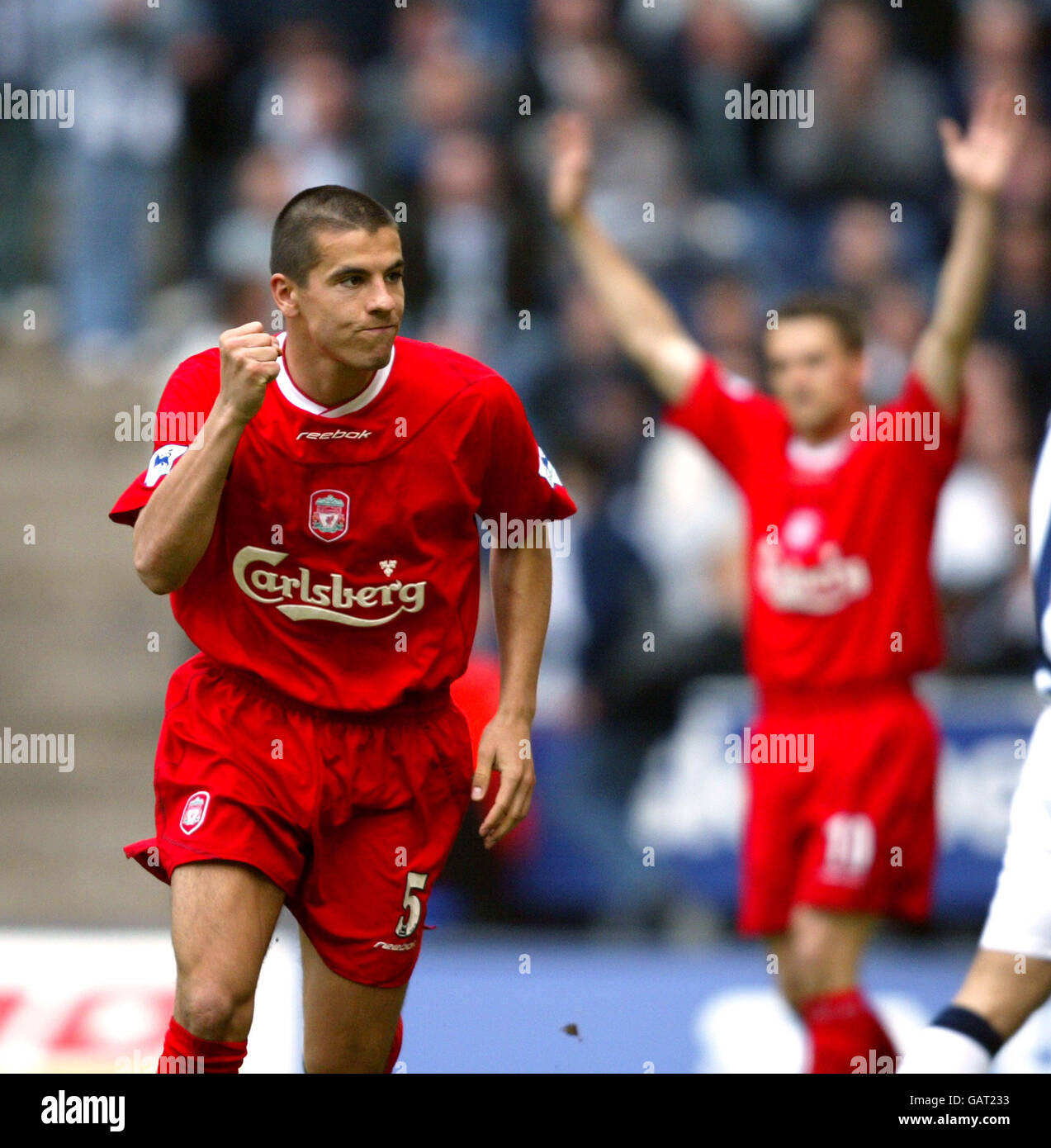 Liverpool's Milan Baros celebrates scoring his teams 2nd goal of the ...