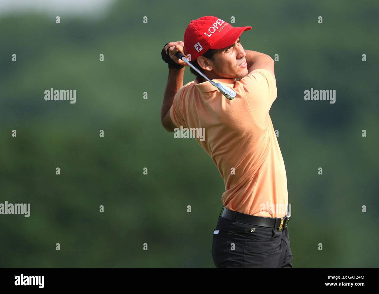 Rafael Cabrera Bello in action during Round 2 of the Welsh Open at The ...