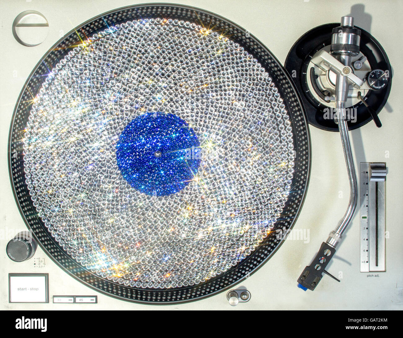 amazing handmade bling crystal covered vinyl record and turntable Stock ...