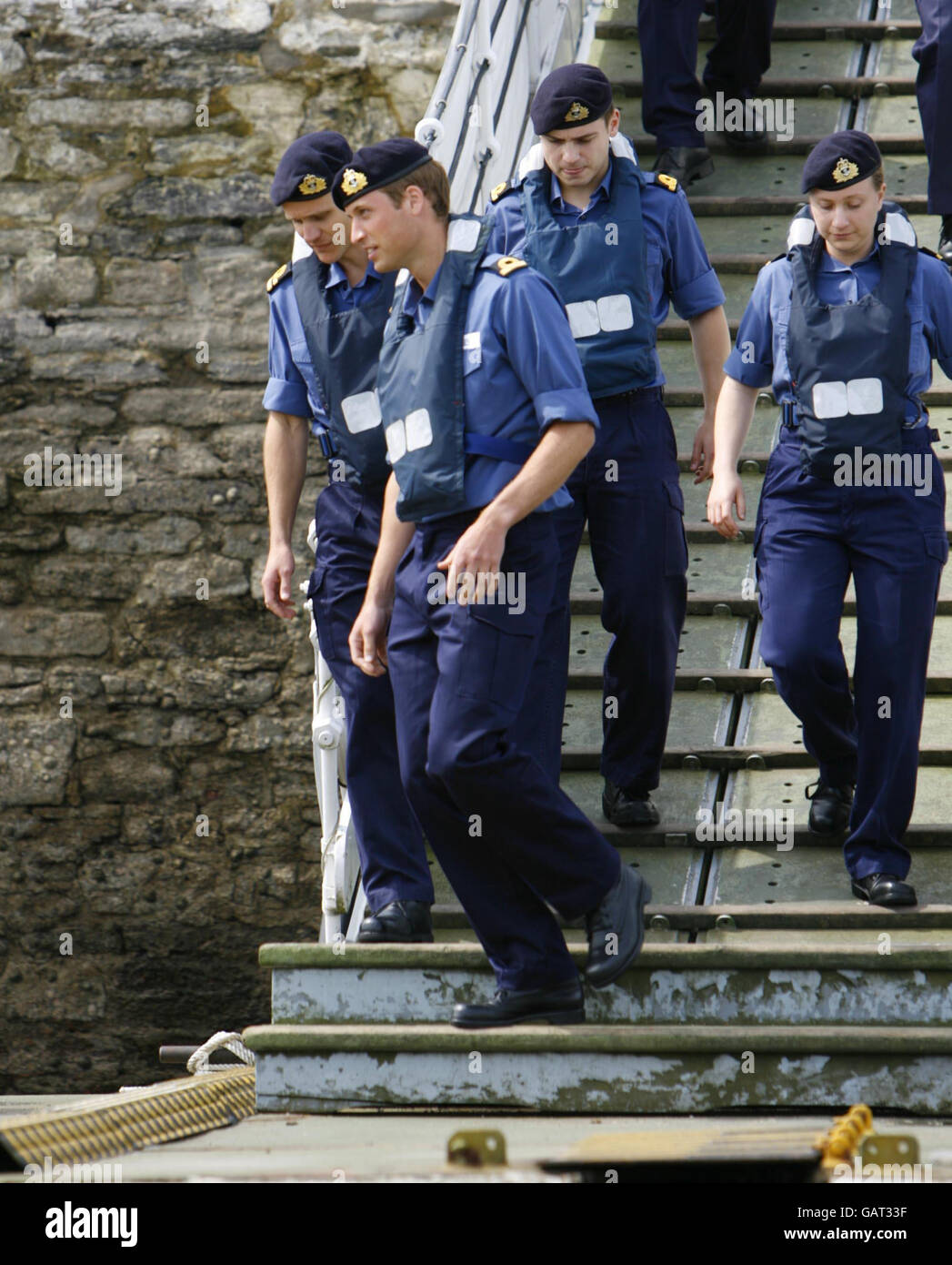 Prince William (front) during a training session in Dartmouth, Devon ...
