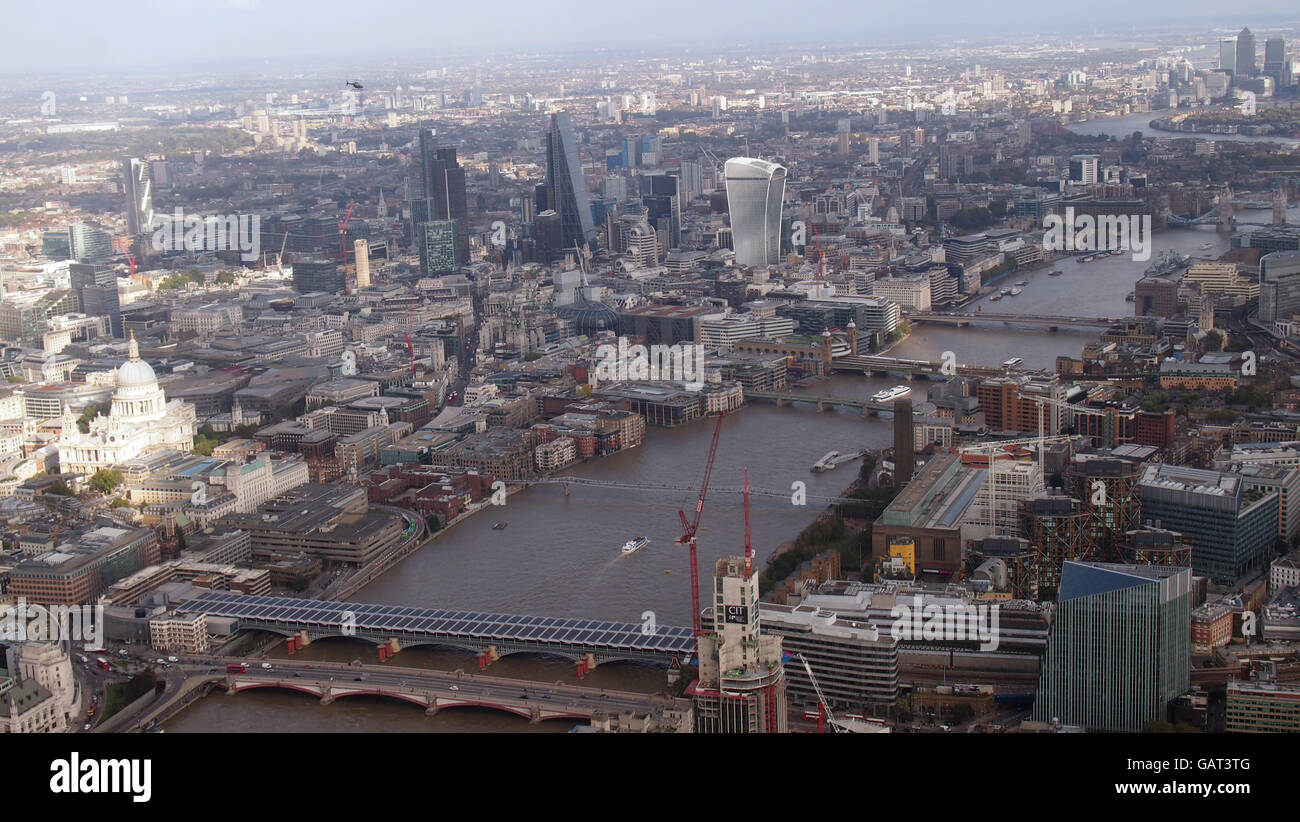a view of london city skyline from a helicopter Stock Photo - Alamy