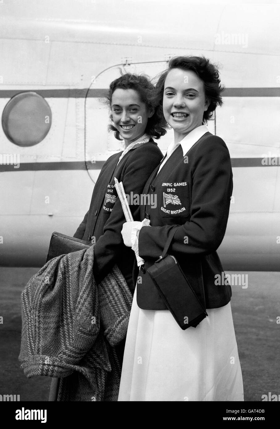 Olympic sprinters Sylvia Cheeseman, left, and June Foulds as they left ...