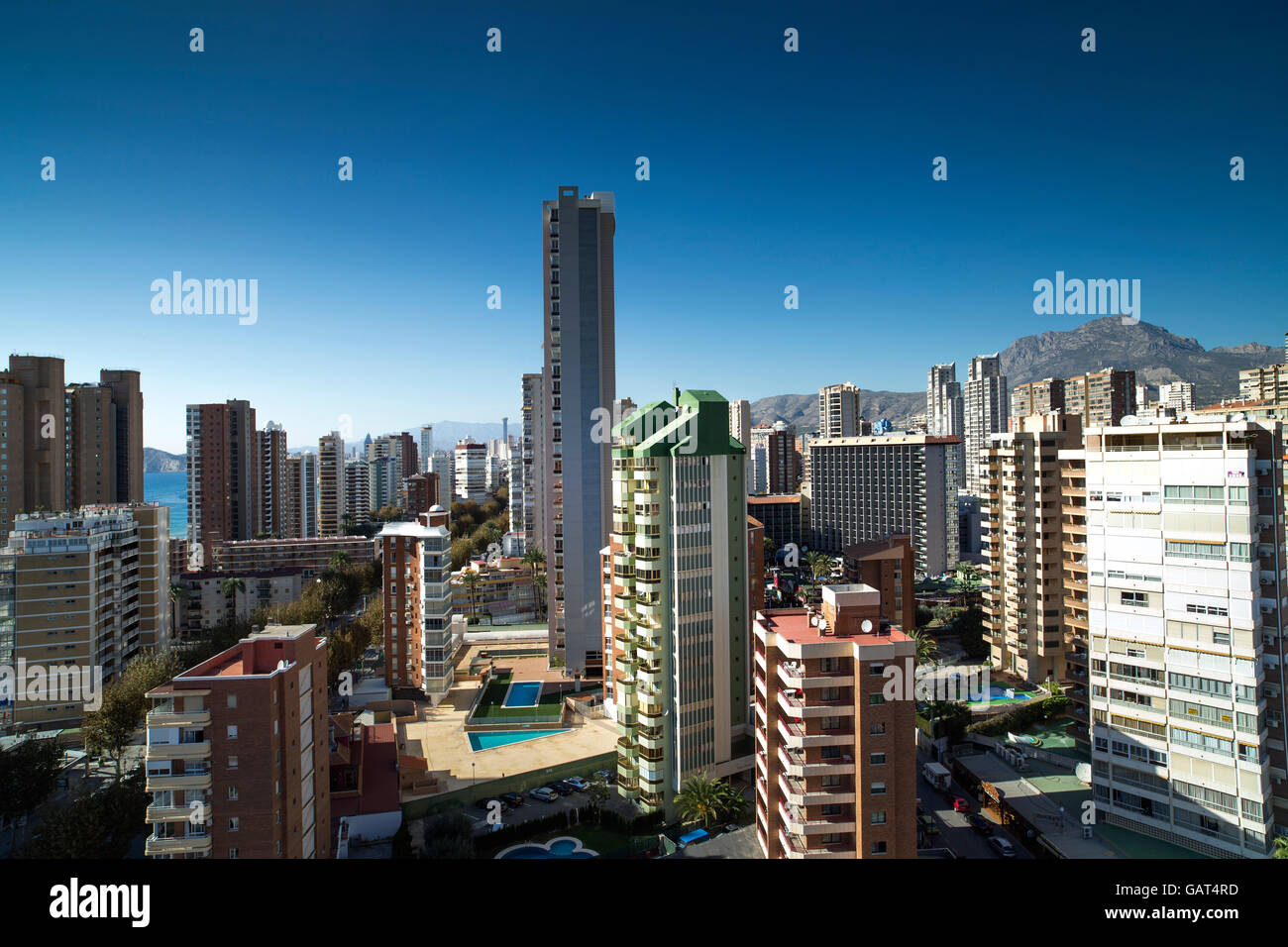 the coast and high rise skyline of benidorm seaside resort, spain Stock ...
