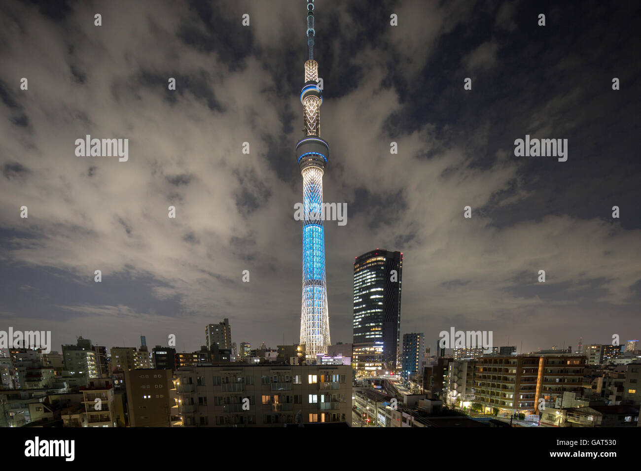 the tokyo sky tree tower, closeup at night Stock Photo - Alamy