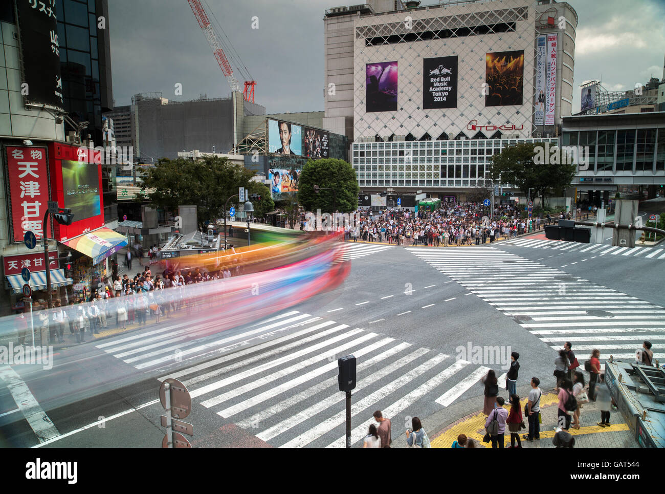 the famous scramble crossing in tokyo with long exposure Stock Photo ...
