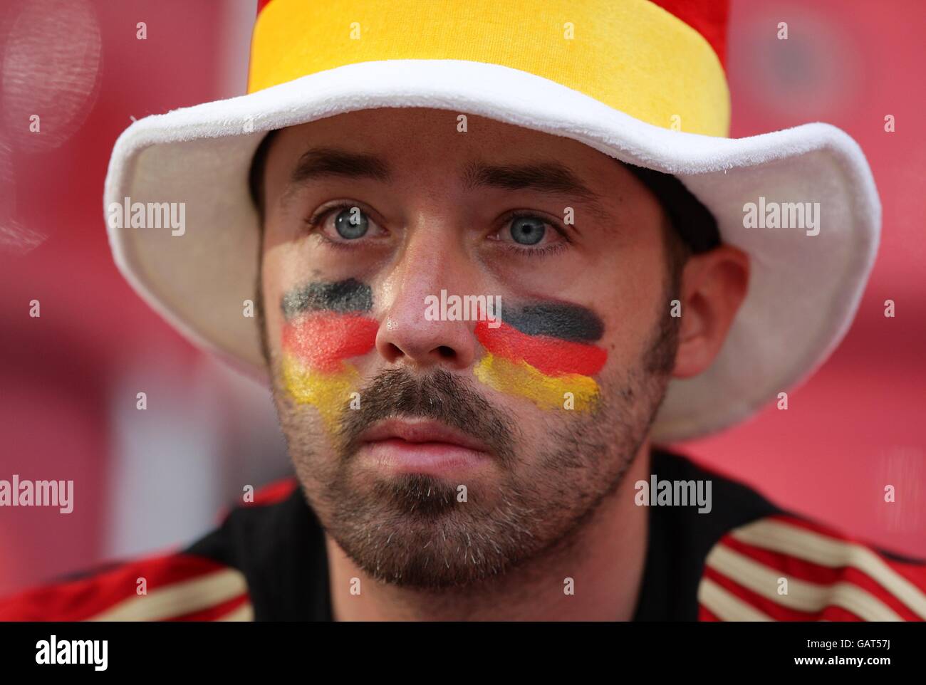 A German fan shows her support, inside Hypo-Arena prior to kick off ...