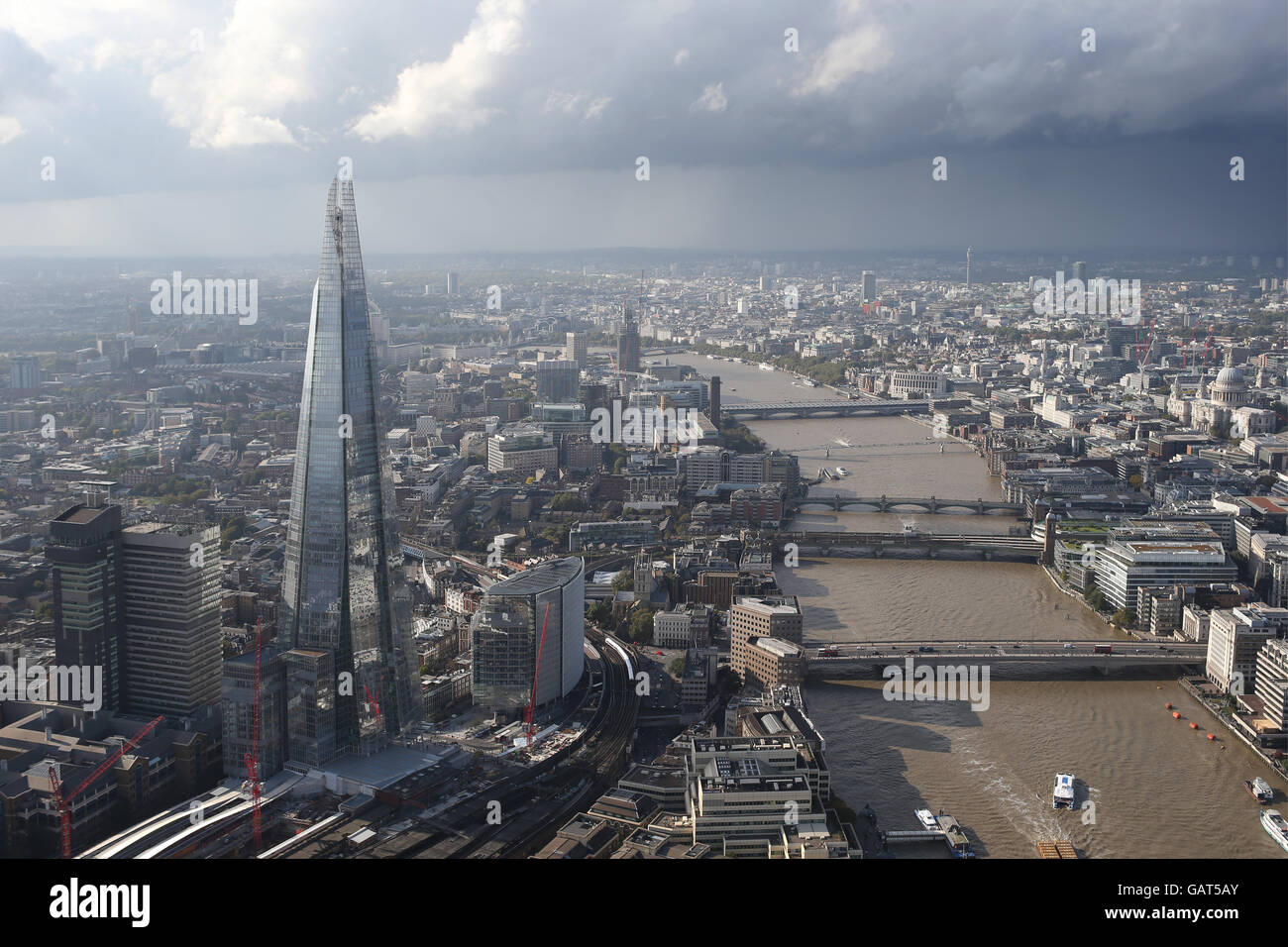 a view of london city skyline from a helicopter Stock Photo - Alamy