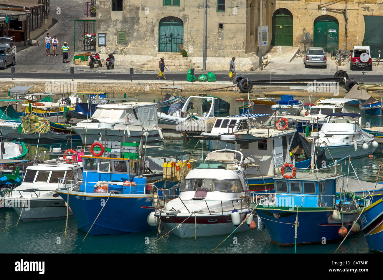 View of Mgarr on the island of Gozo, the main harbour and the point of ...