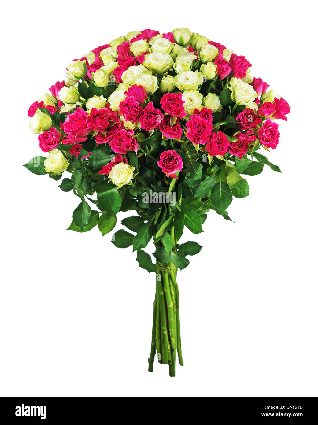 Colorful flowers bouquet from white and red miniature roses isolated on ...