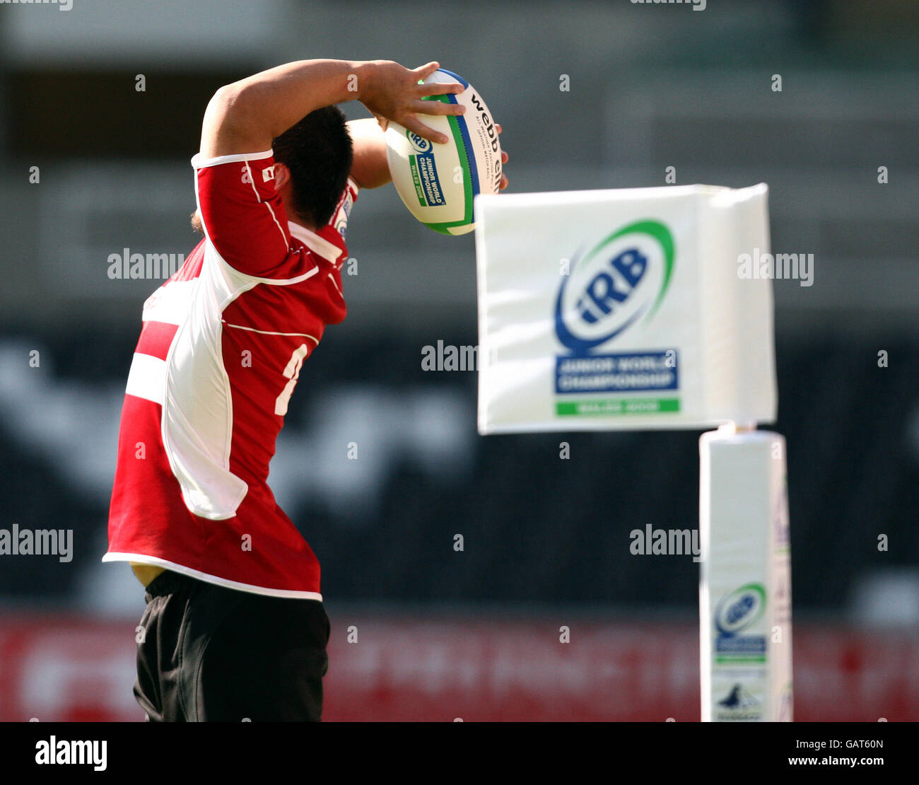 Japan's hooker Ryuhei Arita prepares to throw into a lineout during the ...