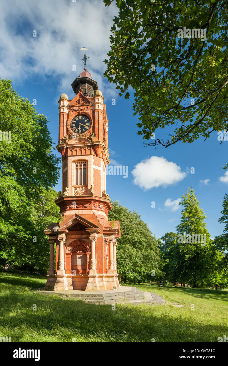 Summer afternoon at the Victorian clock tower in Preston Park, Brighton ...