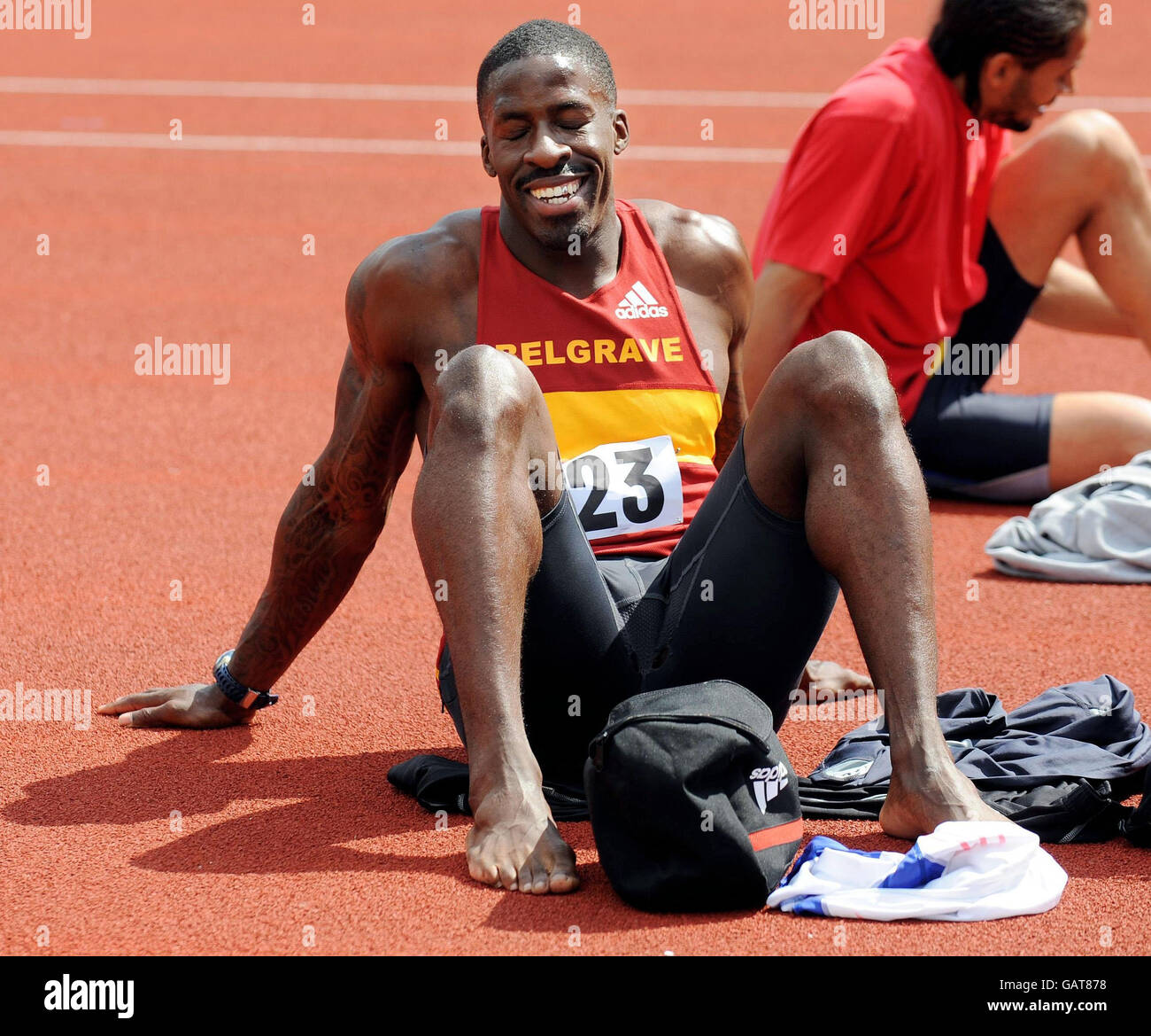 Dwain Chambers after winning the 100m event during the South of England ...