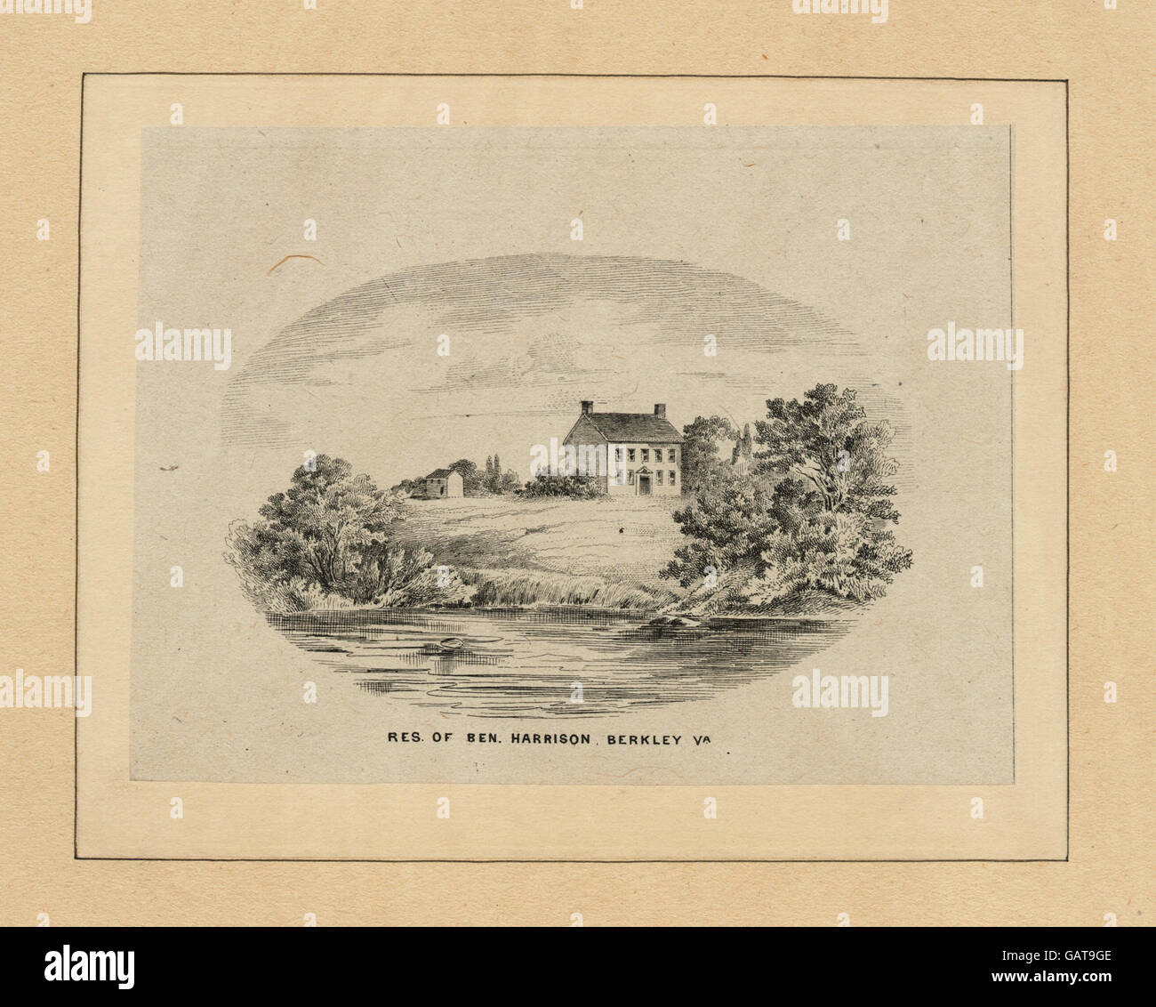 A historic residence, identified as the residence of Benjamin Harrison ...