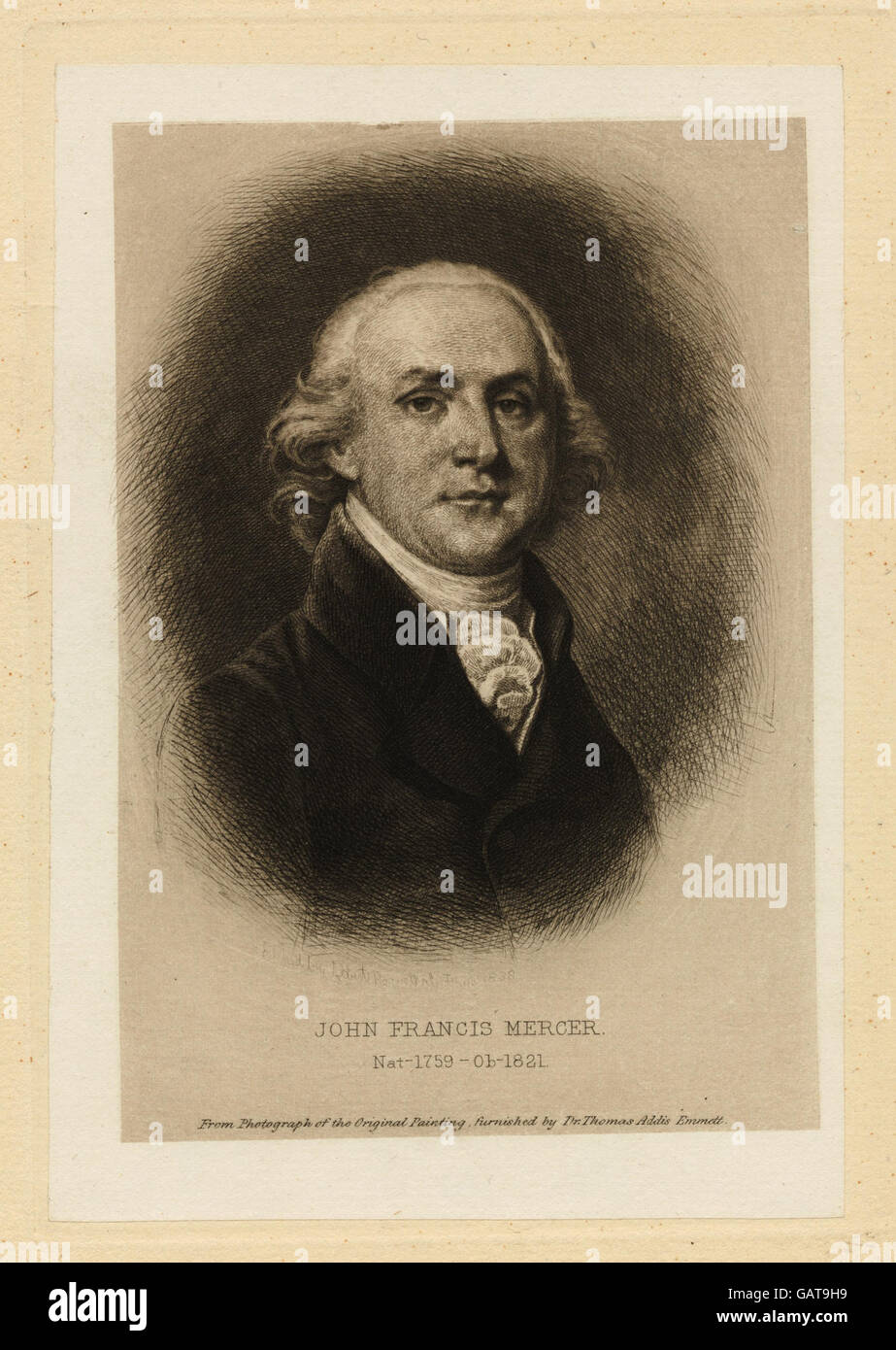 A portrait of John Francis Mercer, an individual of historical ...