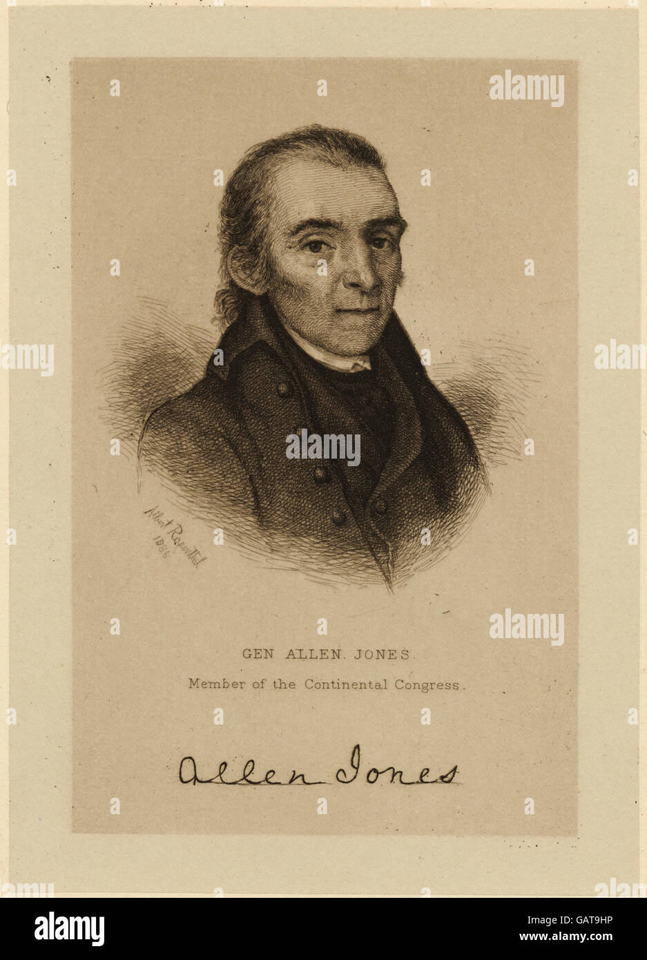 A historical portrait of General Allen Jones, a member of the ...