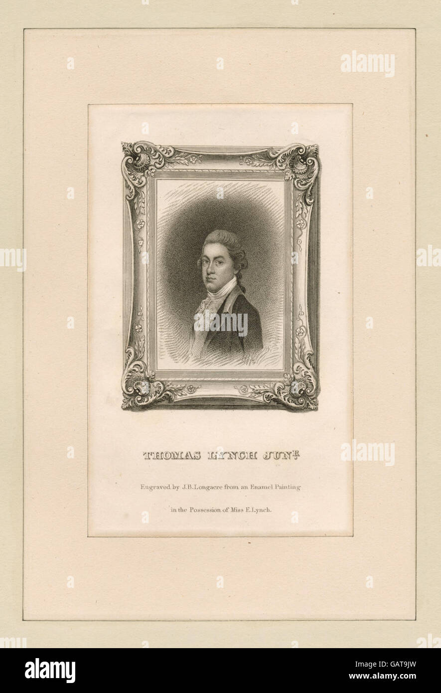 A portrait of Thomas Lynch Jr., an American historical figure. The ...