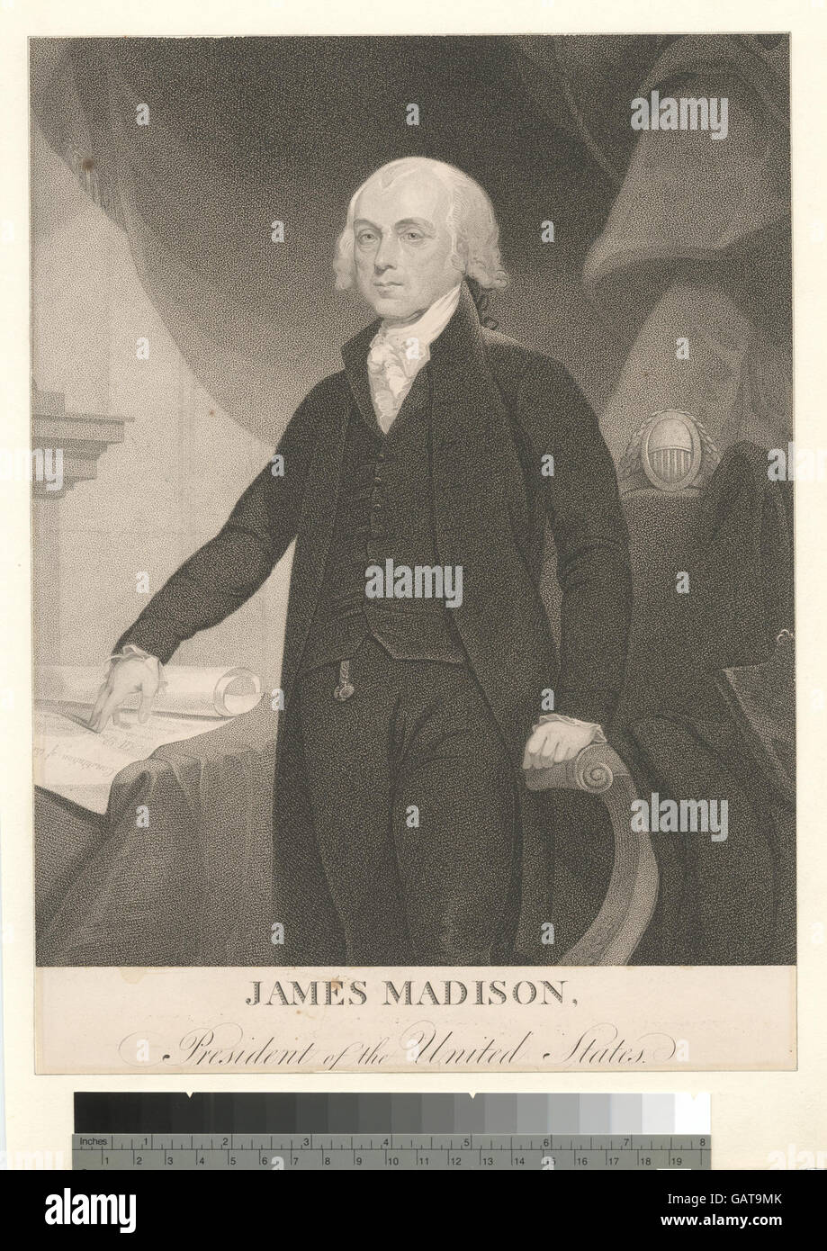 James Madison, the 4th President of the United States, is depicted in ...