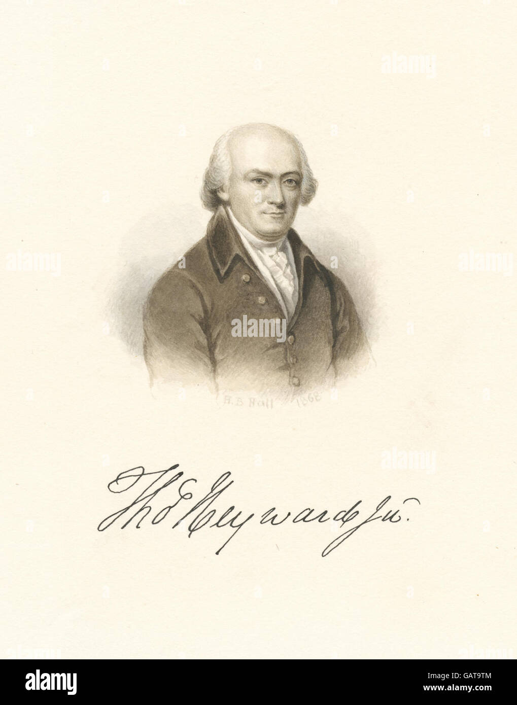 This historical image depicts Thomas Heyward, a significant figure in ...