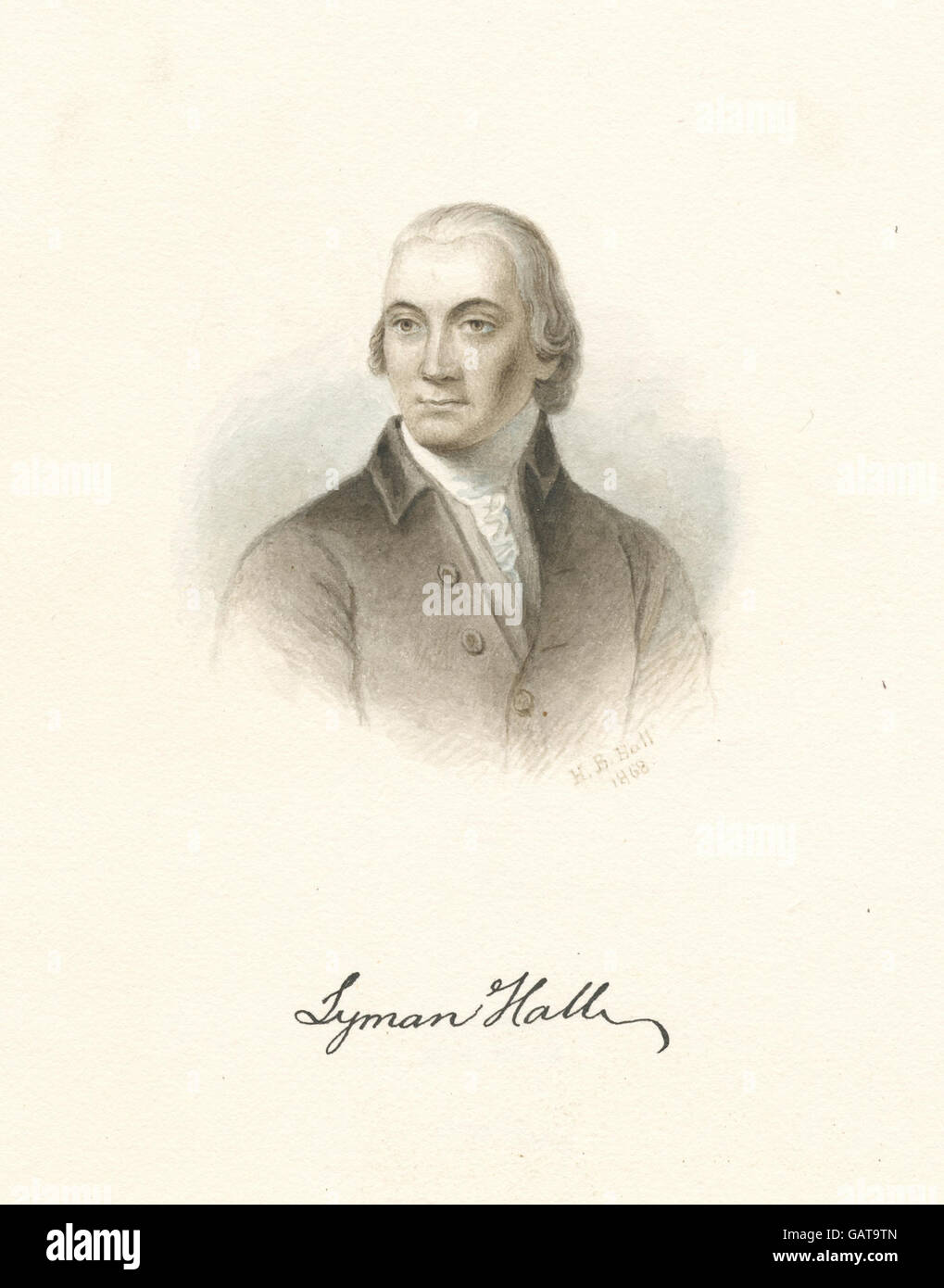 The portrait of Lyman Hall, a signatory of the Declaration of ...