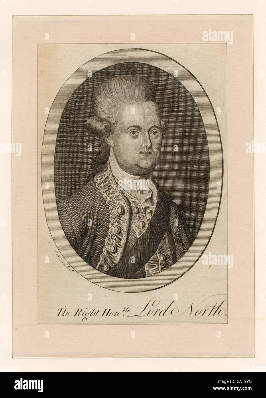 The portrait of The Right Honorable Lord North, known for his role as ...