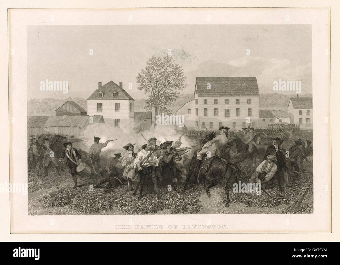 A historical painting depicting the Battle of Lexington, a pivotal ...