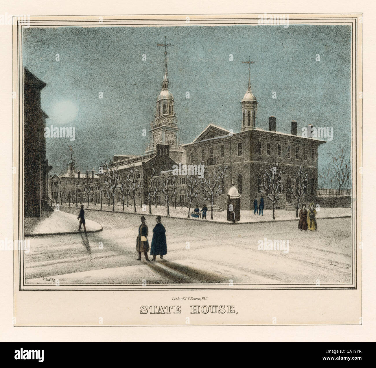 The State House, depicted in this artwork, is a historical building ...