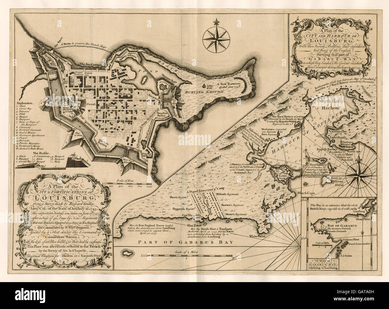 This historical map depicts the city and fortifications of Louisburg ...