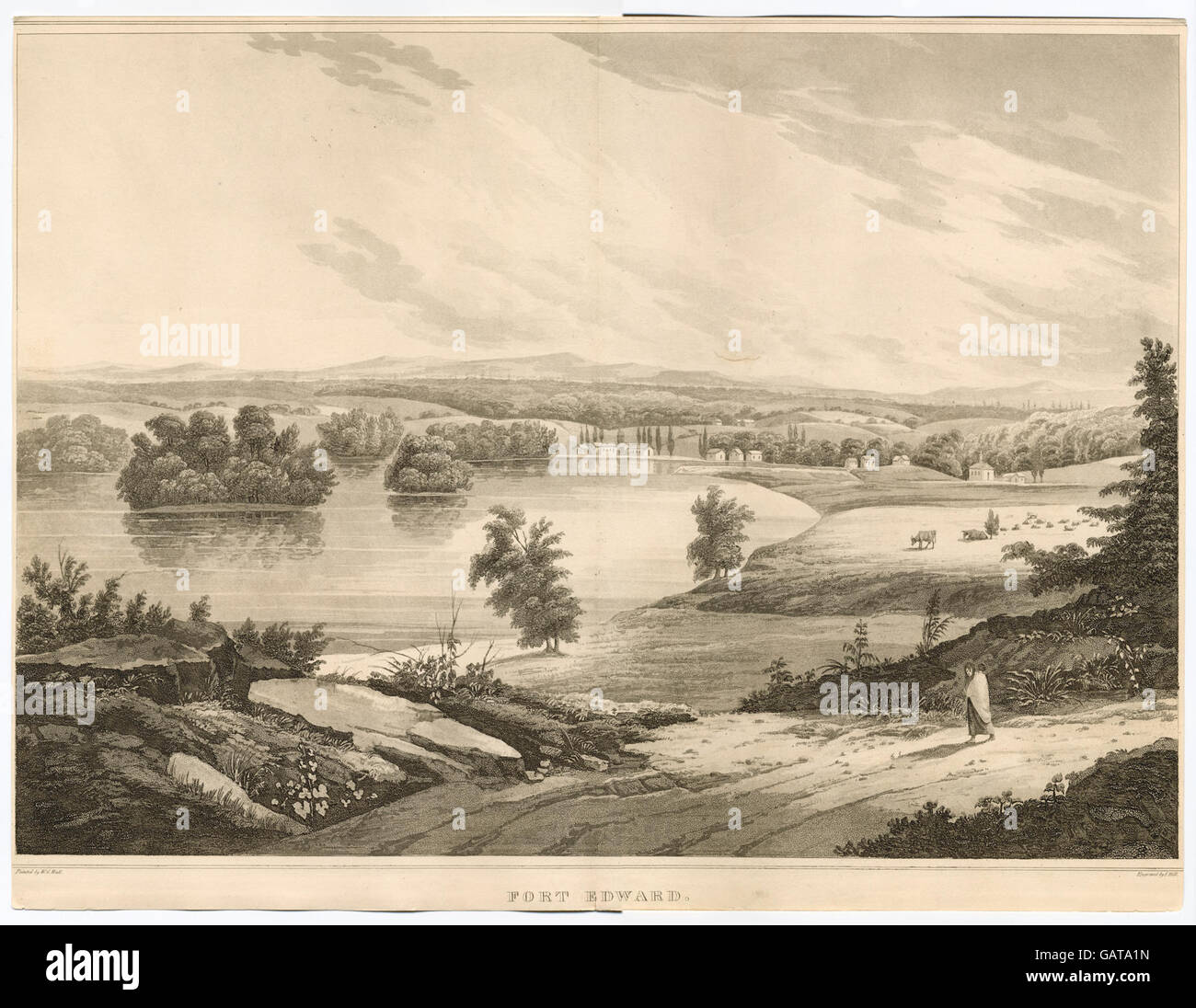 A historical image of Fort Edward, a key military installation from the ...