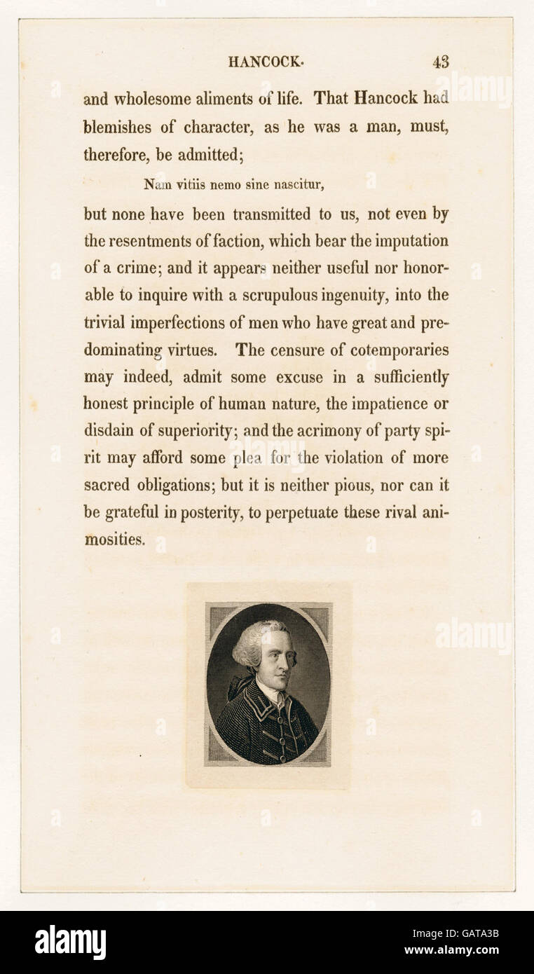 A portrait of John Hancock, an influential American patriot, best known ...