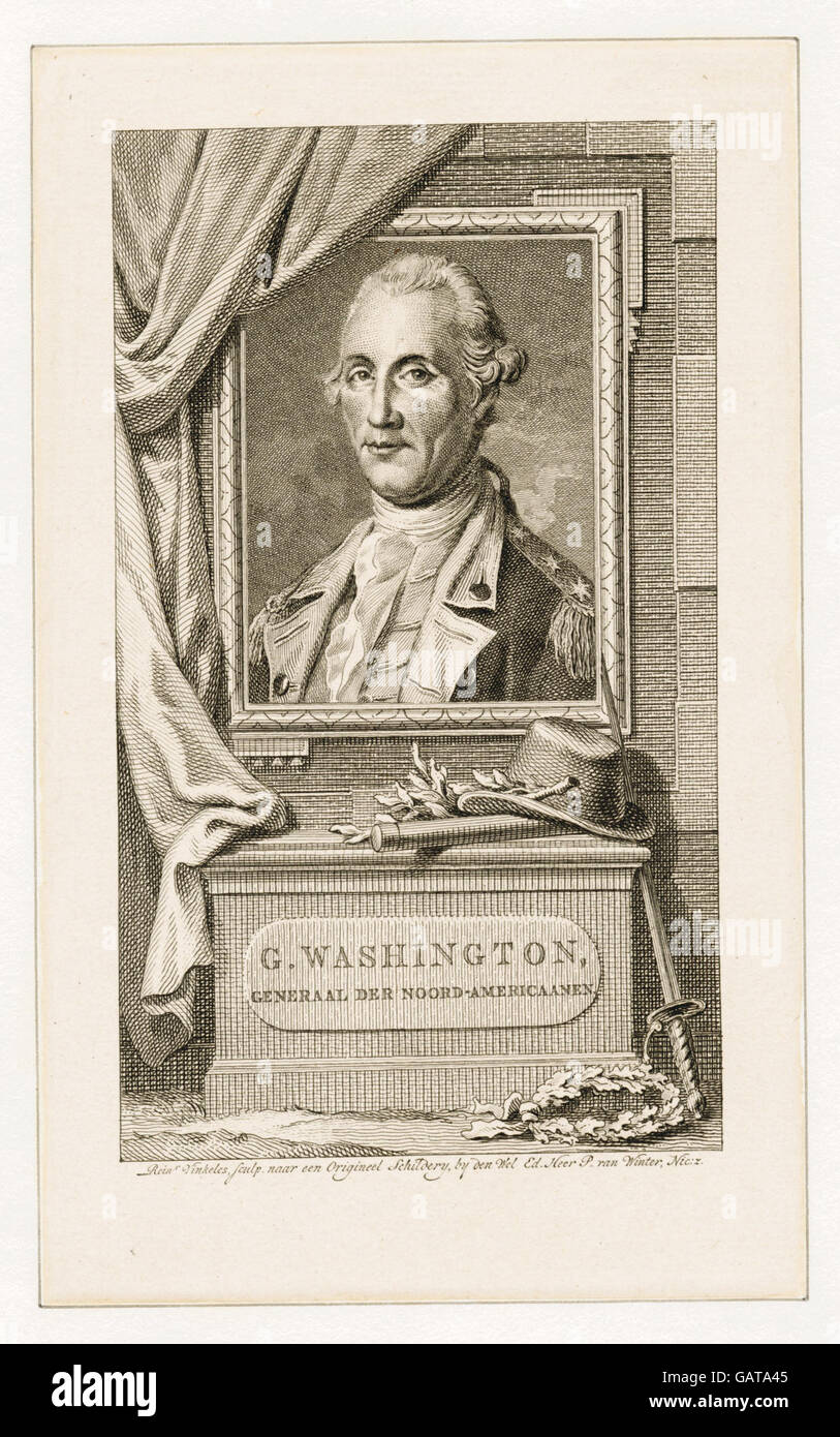 This is an 18th-century portrait of George Washington, depicted as a ...