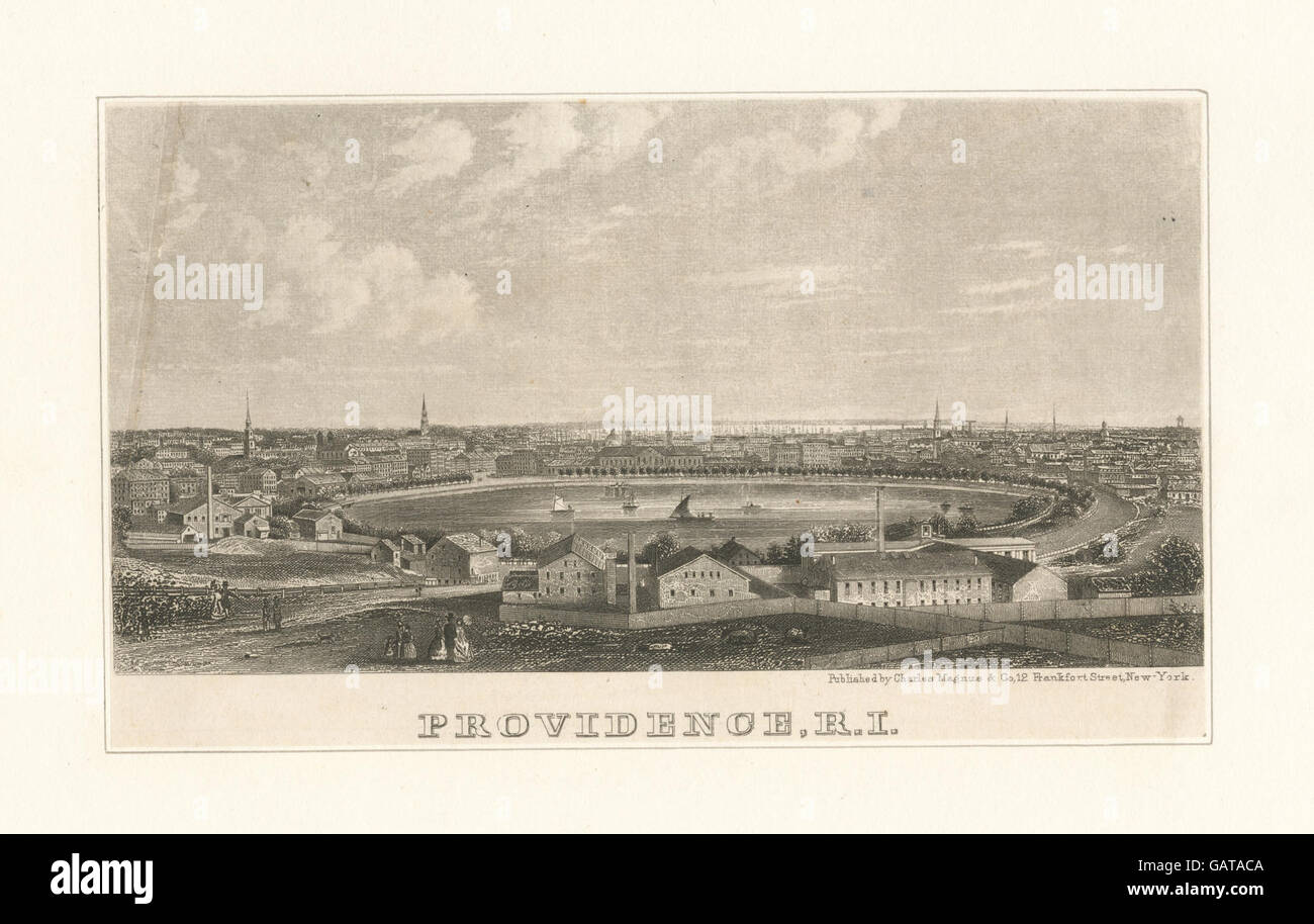 This historical photograph captures a scene in Providence, Rhode Island ...