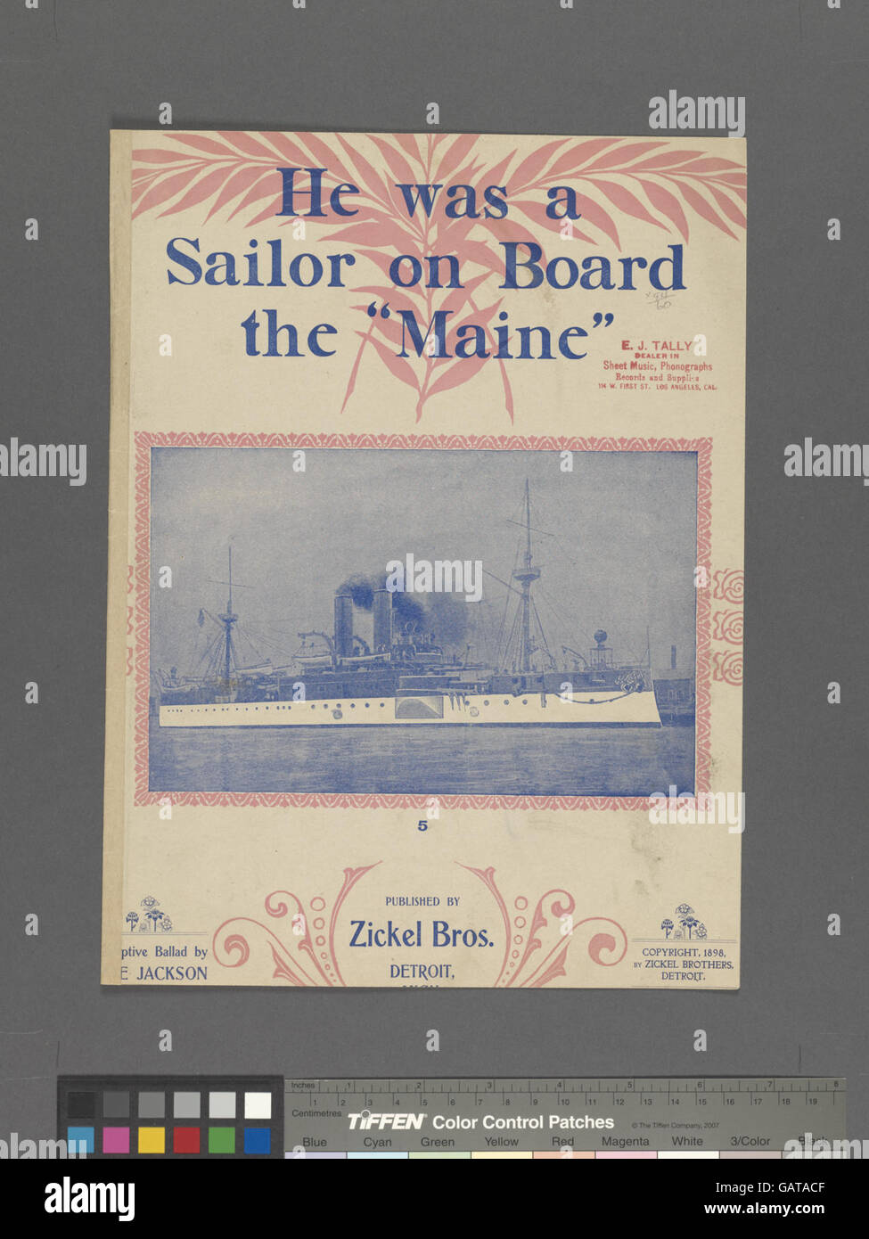 A photograph of a sailor aboard the USS Maine, with the ship’s ...