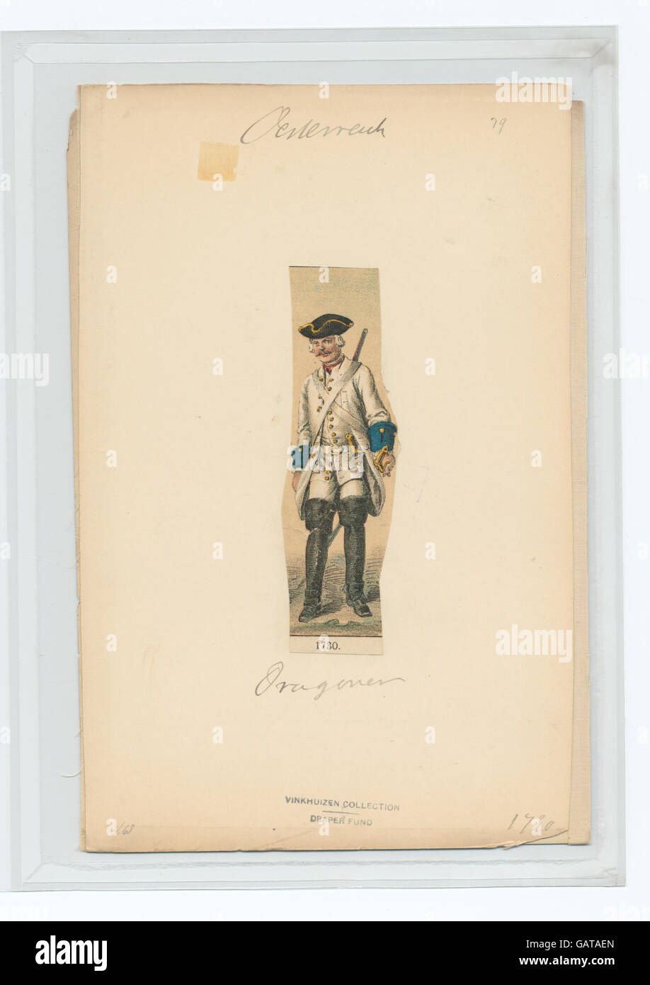 â€˜Dragoner, 1730â€™ is an 18th-century engraving showcasing a mounted ...