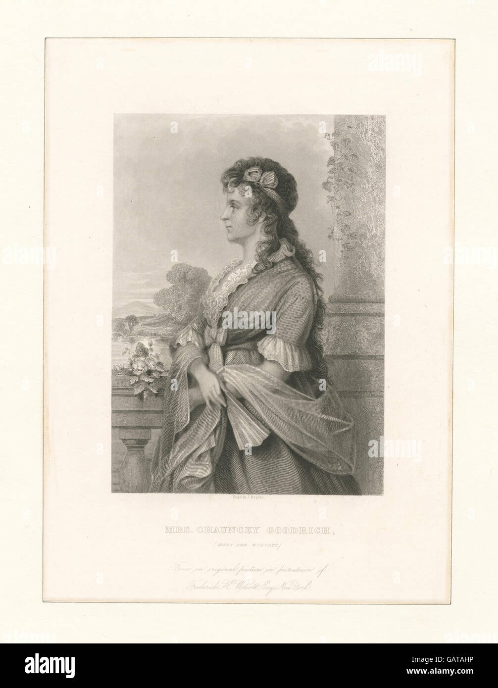 This portrait depicts Mrs. Chauncey Goodrich, born Mary Ann Wolcott. A ...