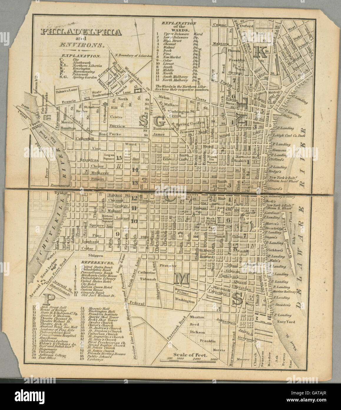 The map 'Philadelphia and Environs' offers a detailed view of the city ...