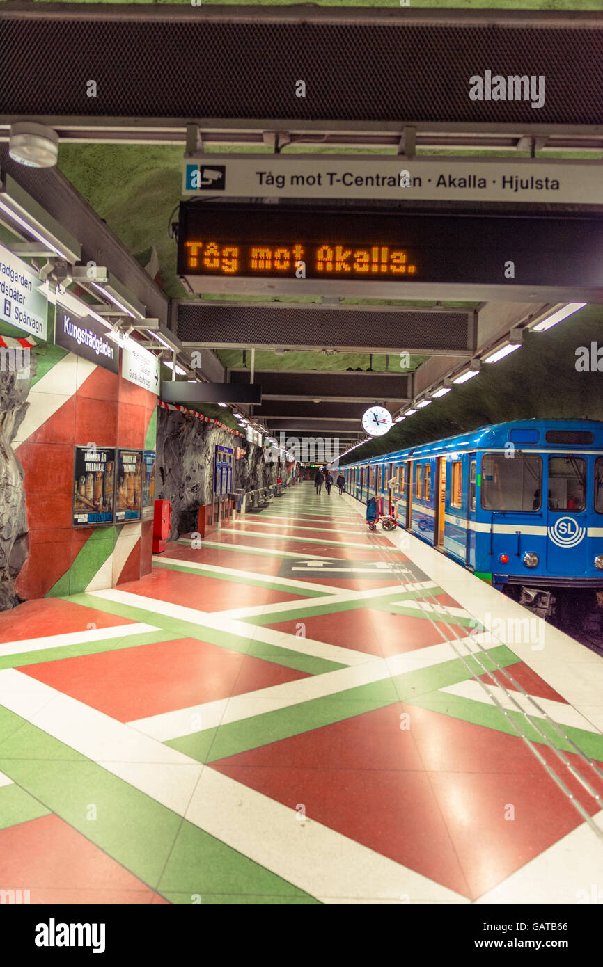 Stockholm subway. Interior of Radhuset station. Radhuset metro station ...