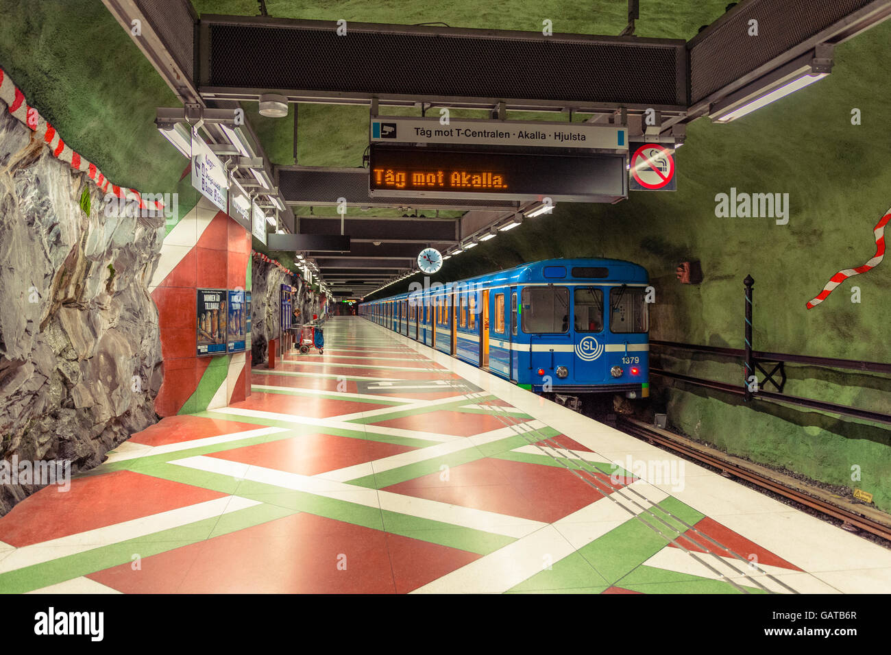 Stockholm subway. Interior of Radhuset station. Radhuset metro station ...