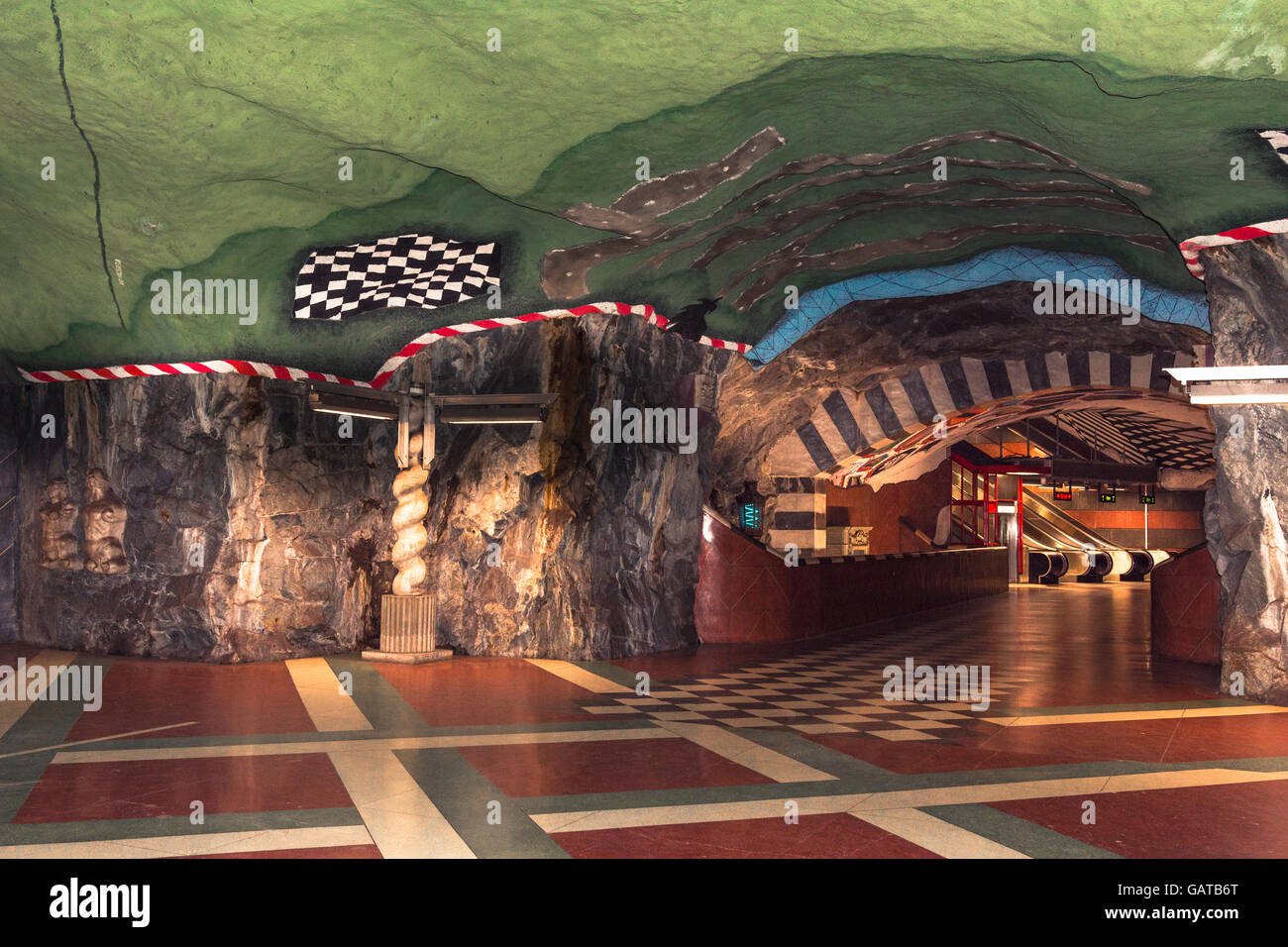 Stockholm subway. Interior of Radhuset station. Radhuset metro station ...