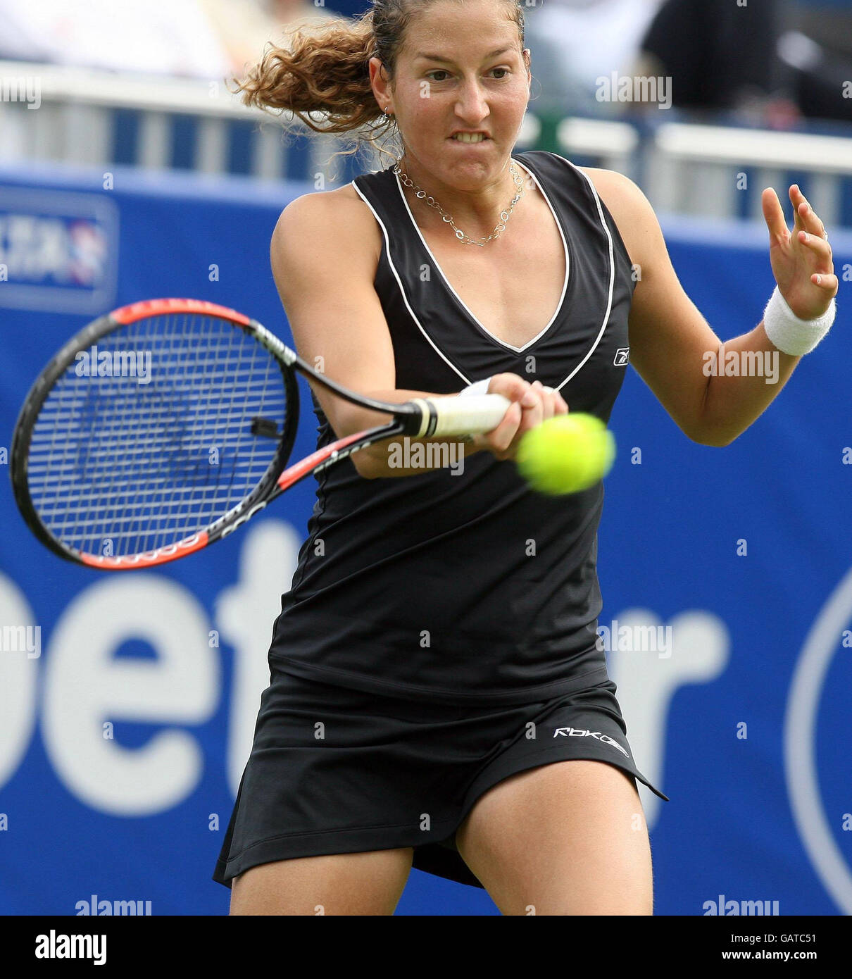 Shahar Peer in action during the International Women's Open 2008 ...