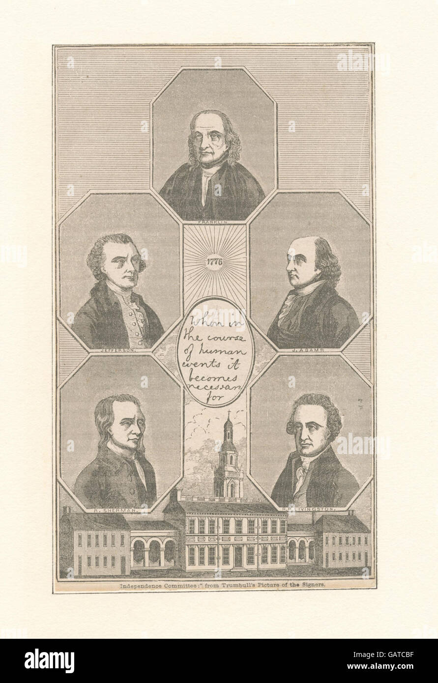 A historical depiction of the members of the Independence Committee ...