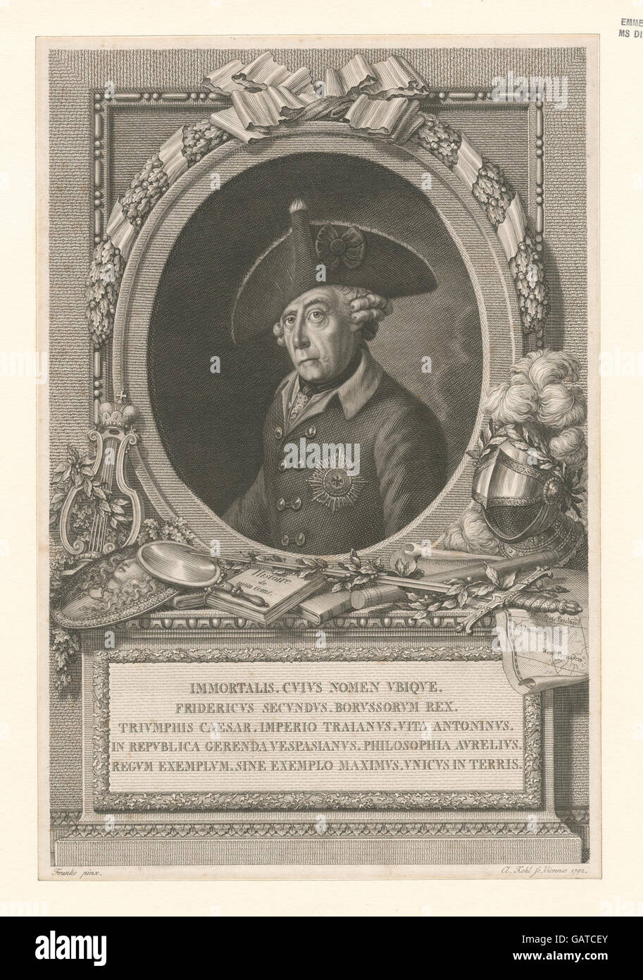 A portrait of Fredericus Secundus, reflecting a notable historical ...